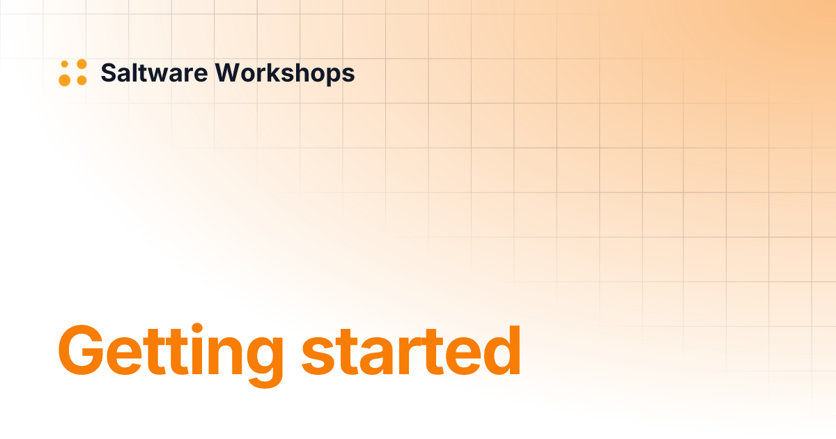 Getting started | Saltware Workshops